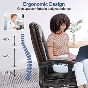 HOMREST Executive Office Chair, Ergonomic High Back Cushion Lumbar Back Support, Computer Desk Chair, Reclining Office Chair with Foot Rest, Padded Armrest, Adjustable Height, Massage and Heated