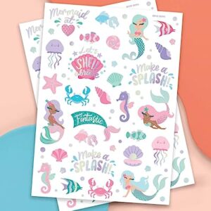 xo, Fetti Under The Sea Mermaid Temporary Tattoos - 56 Glitter styles | Birthday Party Supplies, Sea Creatures Favors, Ocean Animal, Underwater Arts and Crafts