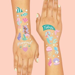 xo, Fetti Under The Sea Mermaid Temporary Tattoos - 56 Glitter styles | Birthday Party Supplies, Sea Creatures Favors, Ocean Animal, Underwater Arts and Crafts