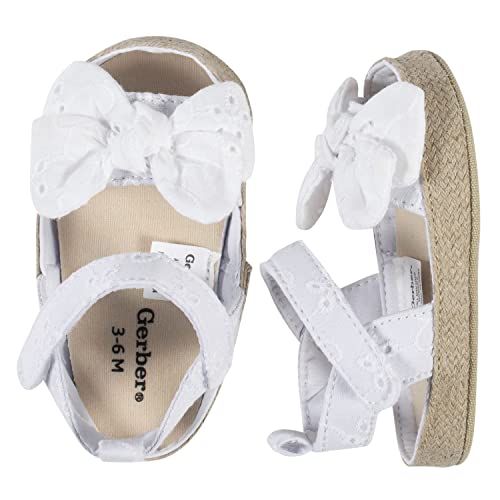 Gerber Baby Girls Espadrille Sandal Crib Shoe, Eyelet, 6 9 Months Infant