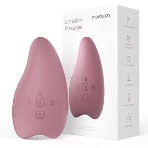 momcozy warming lactation massager 2-in-1, soft breast massager for breastfeeding, heat + vibration adjustable for clogged ducts, improve milk flow, engorgement