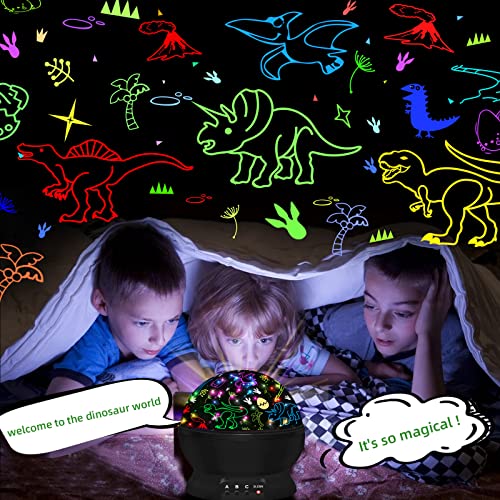 Dinosaur Toys for 2-9 Year Old Boys Girls, Kids Night Light Projector Dinosaurs and Trucks for Boys Girls Age 1 to 7 Year Old,Dinosaurs Night Light for Toddlers Kids Baby