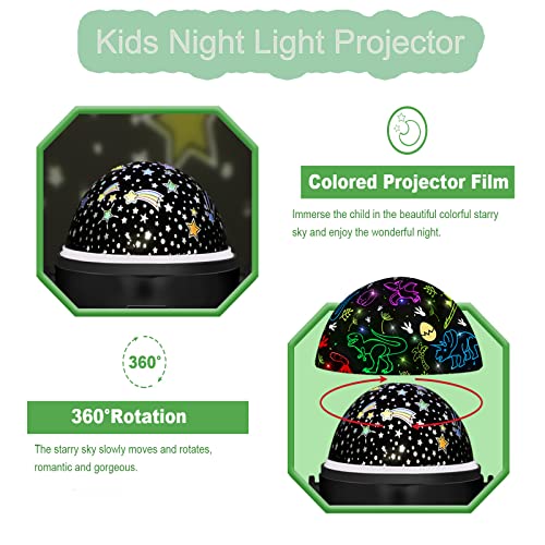 Dinosaur Toys for 2-9 Year Old Boys Girls, Kids Night Light Projector Dinosaurs and Trucks for Boys Girls Age 1 to 7 Year Old,Dinosaurs Night Light for Toddlers Kids Baby