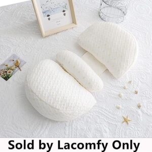 Lacomfy Pregnancy Pillow for Side Sleeper, Double Wedge Pillow for Maternity, Side Sleeping Pillow for Belly, Waist, Back Support, Detachable and Removable Outercase, Easy to Clean