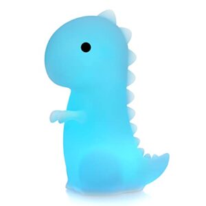 trexy dinosaur night light squishy t-rex silicone bedside lamp with remote 9 color touch sensor dino usb rechargeable night lamp for boys girls getallfun cute led nightlight nursery decor gift for kid