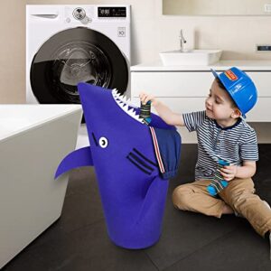 Shark Laundry Basket for Kids Laundry Hamper for Boys Girls Baby Hamper for Nursery Toy Storage Baskets Large Storage Bin with Handles Clothes Hamper Storage Bins for Toys Room Bedroom Bathroom Blue