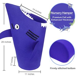 Shark Laundry Basket for Kids Laundry Hamper for Boys Girls Baby Hamper for Nursery Toy Storage Baskets Large Storage Bin with Handles Clothes Hamper Storage Bins for Toys Room Bedroom Bathroom Blue