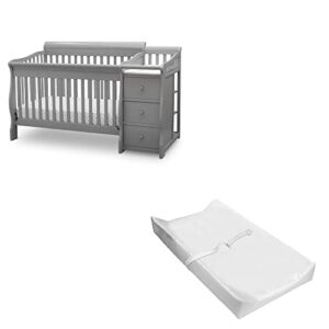 delta children princeton junction convertible crib n changer + changing pad and cover [bundle], grey