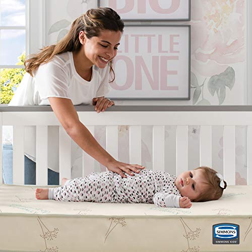 Delta Children Mercer 6-in-1 Convertible Crib with Storage Trundle + Simmons Kids SlumberTime Naturally 2-Stage Premium Foam Crib & Toddler Mattress - GREENGUARD Certified [Bundle], Bianca White