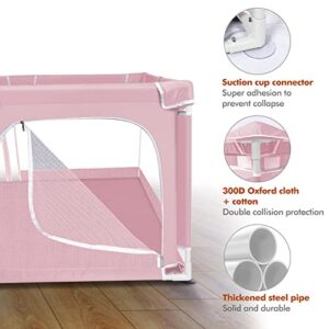 Upgraded Version Baby Playpen,29 ft² Extra Large Kids Play Yard with gate, Anti-Slip Anti-Collision Child Activity Children Fence ,Sturdy and Safety Indoor Outdoor Play Area for Toddlers (Pink)