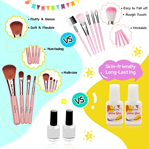 Temporary Glitter Tattoo Kids, Eleanore's Diary 31 Glitter Colors,165 Unique Stencils,2 Glue,4 Brushes,Adults & Kids Arts Glitter Make Up Kit, Gifts for Girls Boys Birthday Party Summer Beach Festival