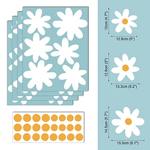 A Room with Flower Vinyl Daisy Wall Decals, Peel and Stick Floral Stickers for Nursery, Kids Bedroom Livingroom Home Wall Art Decor-White