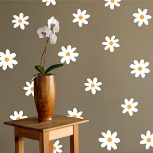 A Room with Flower Vinyl Daisy Wall Decals, Peel and Stick Floral Stickers for Nursery, Kids Bedroom Livingroom Home Wall Art Decor-White