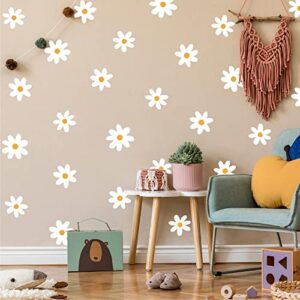 A Room with Flower Vinyl Daisy Wall Decals, Peel and Stick Floral Stickers for Nursery, Kids Bedroom Livingroom Home Wall Art Decor-White