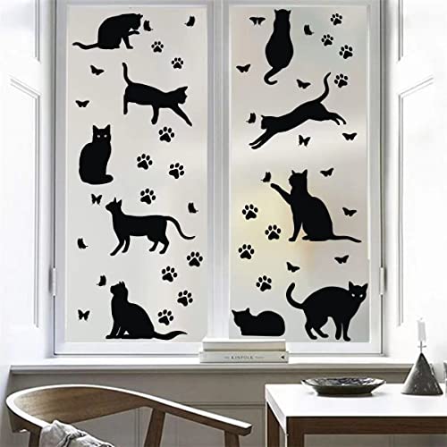 Bamsod Black Cat Wall Stickers for Kids Cat Wall Decals Bedroom Cat Vinyl Sticker Wall Art Stickers,10 pcs