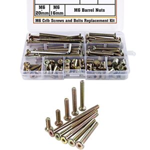 crib screws bolts replacement hardware parts kit m6x75 65 55 50 35 20 16mm crib bolt barrel nut compatible with graco benton cribs dream on me chelsea carson classic synergy cribs davinci kalani cribs