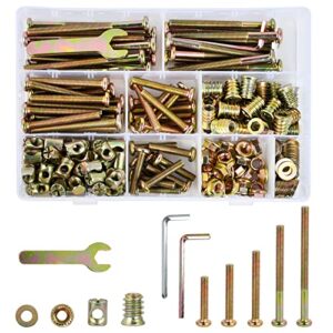 gransuncy 243pcs m6 kit crib screws hardware replacement kit, barrel nuts crib hardware m6 screws barrel furniture screws and bolts assortment kit for baby bed