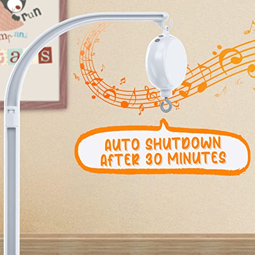 FEISIKE Baby Crib Mobile Arm with Music Box Spin Motor,23 Inch,Volume Control,3 Modes(Turn & Music,Turn Only, Music Only),Nursery Decor Hanger,Holder for DIY Clamp Mobile,12 Lullabies,30 Min Auto-Off