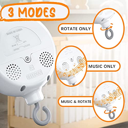 FEISIKE Baby Crib Mobile Arm with Music Box Spin Motor,23 Inch,Volume Control,3 Modes(Turn & Music,Turn Only, Music Only),Nursery Decor Hanger,Holder for DIY Clamp Mobile,12 Lullabies,30 Min Auto-Off