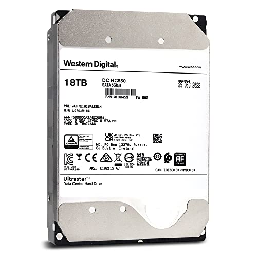 WD Ultrastar DC HC550 18TB 7200RPM 3.5" SATA Hard Drive WUH721818ALE6L4 (Renewed)