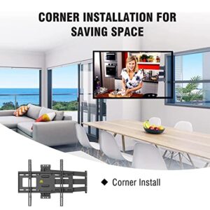 FORGING MOUNT Corner TV Wall Mount Long Arm TV Mount for 23"-60" TVs-Easy to Install Single Stud Design- 33" of Smooth Extension Plus Swivel,Tilt,Holds 99lbs,Universal Bracket Max VESA 400X400mm.