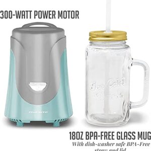 Ovente Electric Personal Portable Blender, 18 Ounce Drink Mixer, Frozen Margarita, Shake & Smoothie Maker, Glass Jar with Stainless Steel Blades and 300-Watt Base, Compact BPA-Free, Turquoise BLH1002T