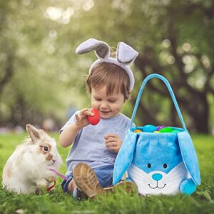 Easter Bunny Basket for Kids, Easter Egg Hunt Basket with Rabbit Ears Easter Tote Bags for Candy Gifts Storage