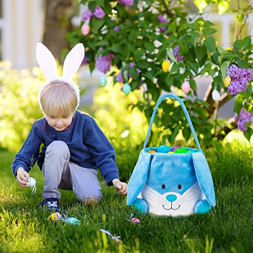 Easter Bunny Basket for Kids, Easter Egg Hunt Basket with Rabbit Ears Easter Tote Bags for Candy Gifts Storage