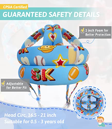 Baby Helmet for Crawling Walking Baby Head Protector - Head Protection for Baby No Bumps and Soft Cushion Infant Baby Safety Headguard I Toddler Inflatable Helmets 1-2 Years Old, 6-12 Months