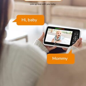 Baby Monitor – 5” Large Display Video Baby Monitor with Remote Pan-Tilt-Zoom |Infrared Night Vision, Temperature Display, Lullaby, Two Way Audio |960ft Range Baby Monitor with Camera and Audio