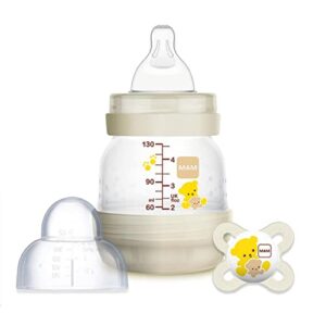 newborn easy start anti-colic 4.5-ounce bottle with pacifier set, teddy bear, 0-2 months, transparent, 2 piece set