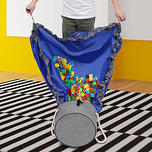 Fuoliystep Toy Storage Basket,Toy Organizer and Play Mat, Foldable Storage Basket Box with Drawstring Storage Bag Oxford Fabric Toy Storage Organizer with Detachable Playing Blanket and Basket Lid (B)