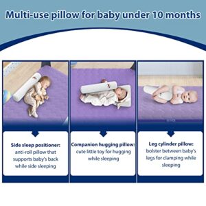 Moonlightfamily Anti Roll Pillow, Cylinder Bolster Anti Rollover Side Sleep Adjust Pillow, Indoors & Outdoors for Crib, Playpen, Car, Camping, Machine Washable, 4x16inch, 1pack