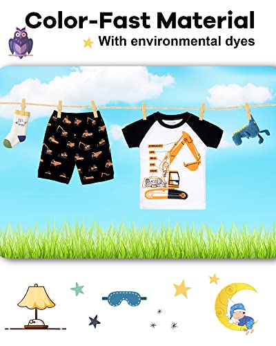 DAUGHTER QUEEN Boys Pajamas 18-24 Months Summer PJs Excavator Pj Sets Baby Toddler Cotton Short Sleeve Sleepwear Jammies Construction Clothes Outfits 18m/Mo, 24m/Mth