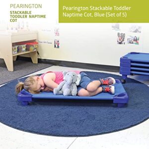 Pearington Stackable Toddler Naptime Cot, Blue (Set of 5)