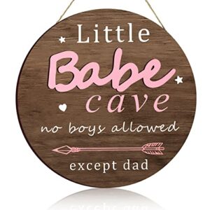 little babe cave door sign wood baby girl nursery decor little girl nursery room wall art for girls bedroom living room hanging rustic woodland decor