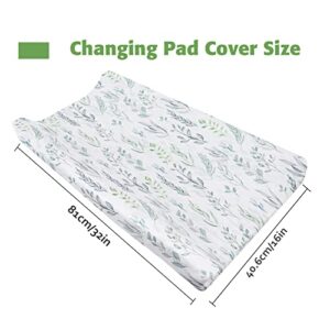 Changing Pad Cover & Crib Sheet, Green Leaf