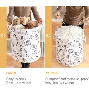 INough Extra Large Baby Hamper for Nursery, 58L Kids Laundry Basket Baby Room Decor, Waterproof Canvas Clothes Hamper Toy Box for Boys Laundry Hamper Foldable Toy Storage Basket with Handles