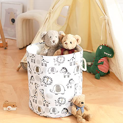 INough Extra Large Baby Hamper for Nursery, 58L Kids Laundry Basket Baby Room Decor, Waterproof Canvas Clothes Hamper Toy Box for Boys Laundry Hamper Foldable Toy Storage Basket with Handles