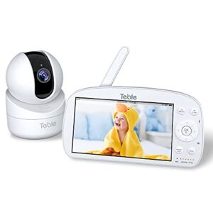 baby monitor 5.5" 720p hd video baby monitor, 5000mah battery 26-hour audio monitoring, night vision, remote pan tilt, 2 way talk, vox, temperature, feeding reminder, 4x zoom, 1000ft range, lullabies