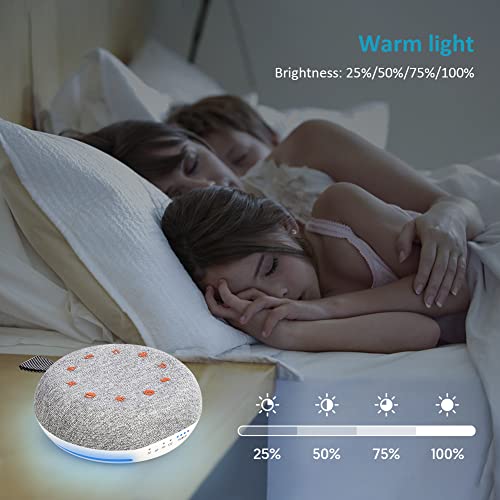 Heavtuen,White Noise Machine,Portable Sound Machine with 40 Soothing Sounds, USB Rechargeable,Sleep Sound Timer & Night Light for Baby Kids Adults