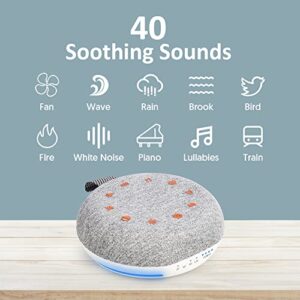 Heavtuen,White Noise Machine,Portable Sound Machine with 40 Soothing Sounds, USB Rechargeable,Sleep Sound Timer & Night Light for Baby Kids Adults