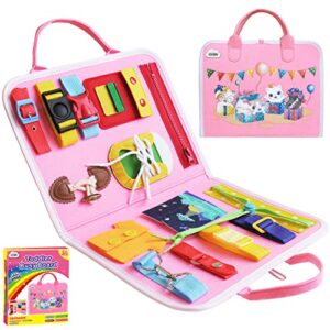 zmlm montessori busy board toy: toddler sensory toy christmas birthday gifts for 1 2 3 4 years old girl boy preschool buckle zipper activity board kids educational travel toy learning fine motor skill