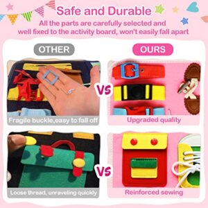 ZMLM Montessori Busy Board Toy: Toddler Sensory Toy Christmas Birthday Gifts for 1 2 3 4 Years Old Girl Boy Preschool Buckle Zipper Activity Board Kids Educational Travel Toy Learning Fine Motor Skill