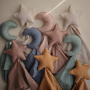 mushie Star Security Blanket | Baby Lovey | 100% Organic Muslin Cotton (Fog)