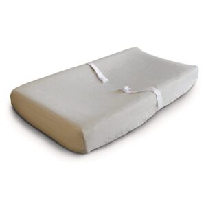 mushie extra soft muslin fitted changing pad cover (fog)