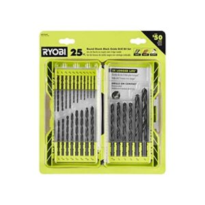 ryobi black oxide round shank drill bit set (25-piece)