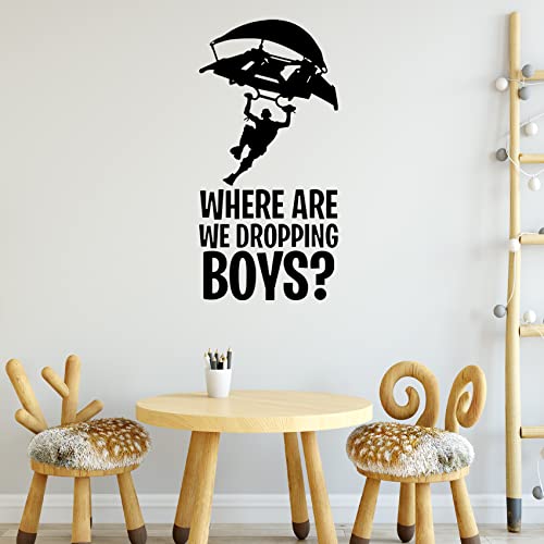 Game Wall Decal Wall Sticker, Where are We Dropping Boys Gaming Vinyl Decal Sticker, Game Stickers Poster Murals for Boys Room, Teen Bedroom Art Decorations