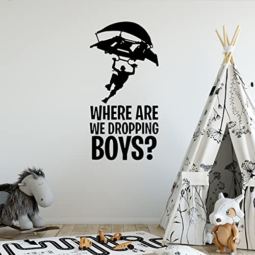 Game Wall Decal Wall Sticker, Where are We Dropping Boys Gaming Vinyl Decal Sticker, Game Stickers Poster Murals for Boys Room, Teen Bedroom Art Decorations