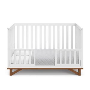 Graco Storkcraft Santa Monica 5-in-1 Convertible Crib (White with Vintage Driftwood) – GREENGUARD Gold Certified, Modern Design, Two-Tone Baby Crib, Converts to Toddler Bed, Daybed and Full-Size Bed